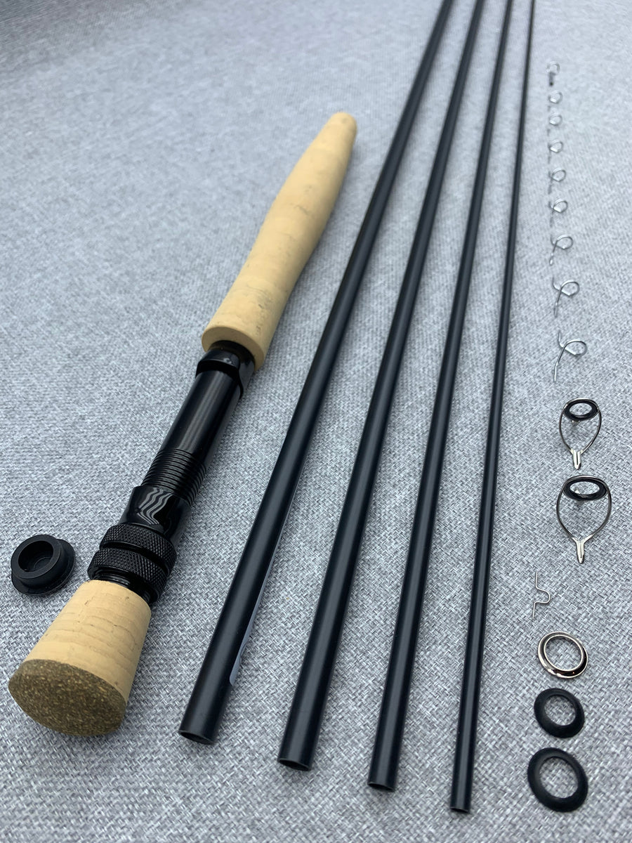 Fly Rod Building Kit With 4 Piece 9' 0" 5 Weight Satin Black RAINSHADO ...